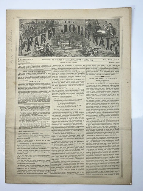 RIVISTA ORIGINALE FARM Journal giugno 1894 - Pubblicità - Agricoltura ...