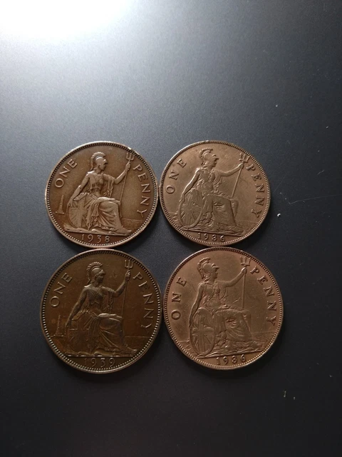 RARE GEORGE V And George V1 One Pennies X4 Extremely Good Condition £ ...