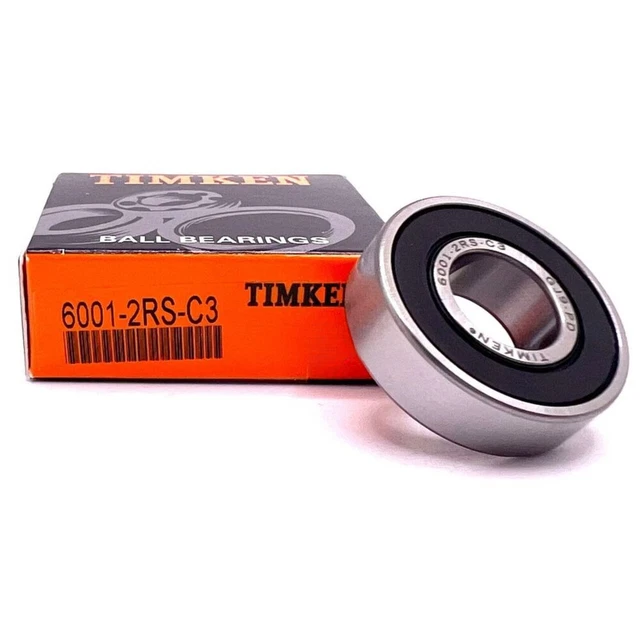 TIMKEN 6001-2RS/C3 DEEP GROOVE BALL BEARING, RUBBER SEALED 12x28x8mm ...