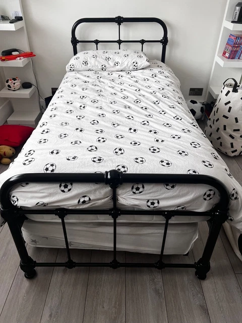 BLACK METAL SINGLE bed frame w/trundle bed £21.50 - PicClick UK