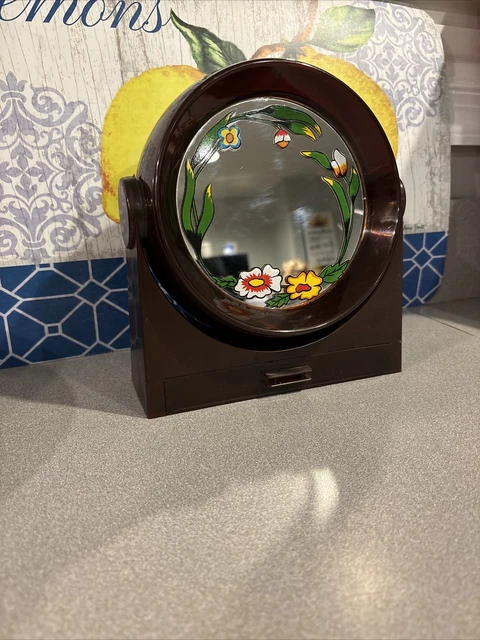1970'S VINTAGE YAP'S Floral Wind-up Music Box Mirror With Drawer You ...