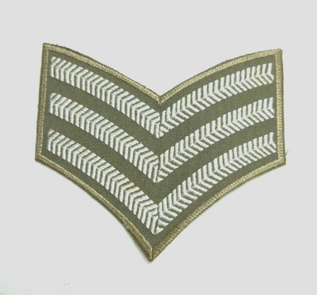 BRITISH ARMY SERGEANT Rank Chevron Stripes White On Stone 108 x 53 mm £ ...