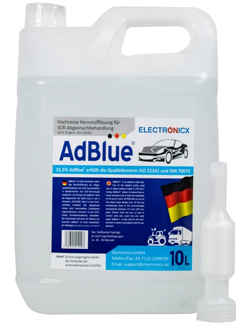 10 LITER ADBLUE canister DEF urea solution + spout BMW VW AUDI car £16. ...
