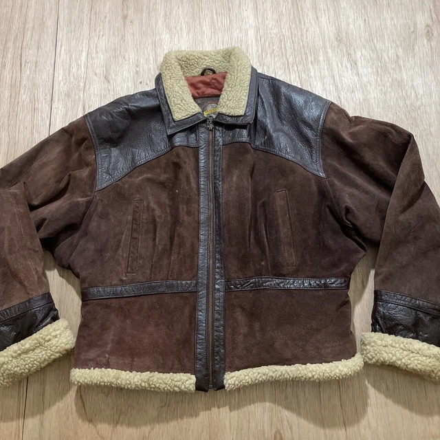 WILSONS ADVENTURE BOUND Suede Leather Bomber Aviator Flight Jacket ...