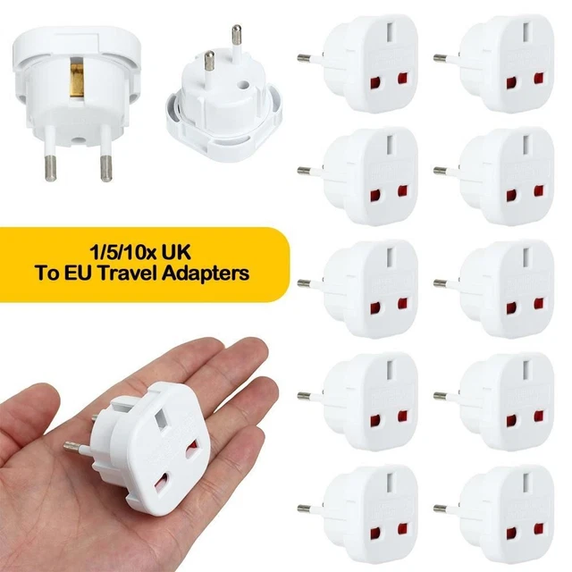 SOCKET PLUG UK to EU Converter Power Charger Outlet Connector Travel ...