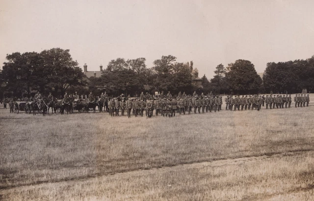 WW1 BRITISH FIELD Artillery Soldiers Parade RPPC Photo Military Horses ...