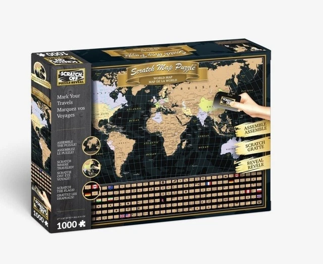 PUZZLE MONDE 3D World Map 1000PZ Scratch Off Map Carte Du Monde EUR 34 ...