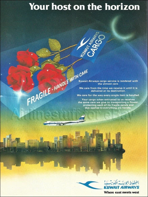 1984 KUWAIT AIRWAYS Boeing 747-200B CABIN INTERIOR ad airlines advert ...