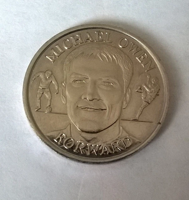 SAINSBURYS WORLD CUP 1998 England MICHAEL OWEN Forward football coin £1 ...