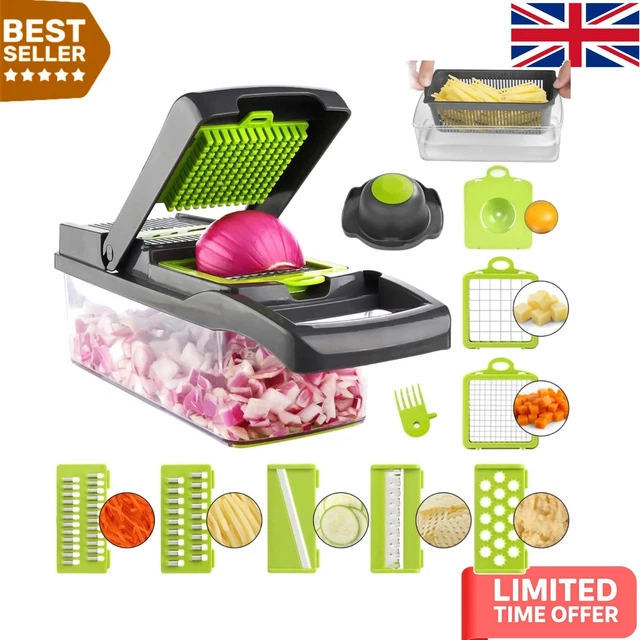 ELEGANT KITCHEN MANDOLINE Slicer with Safety Guard & 7 Replaceable ...