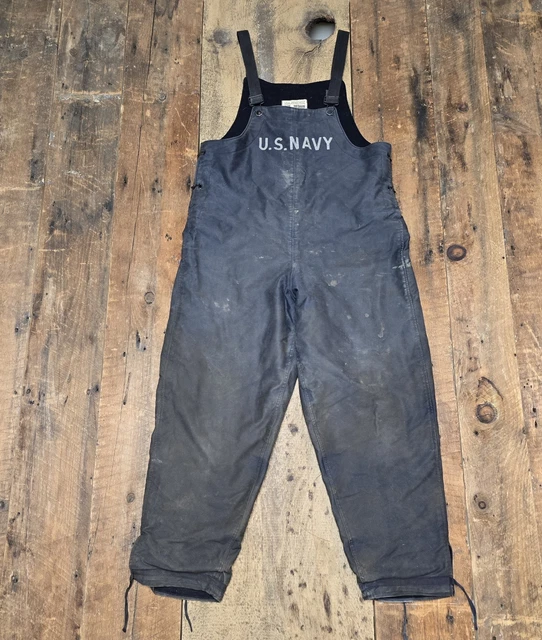 VINTAGE WW2 1940S US Navy Blue Deck Insulated Overalls Mens Medium ...