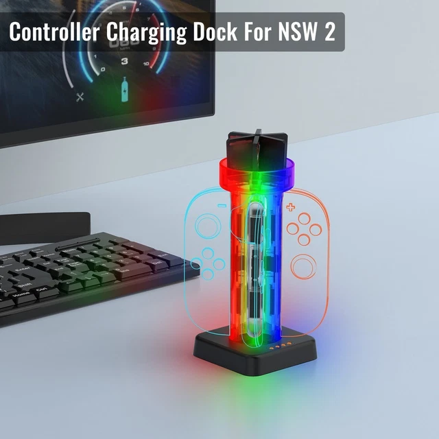 FOR SWITCH2 CHARGING Station with 6 Game Card Storage and RGB Light ...