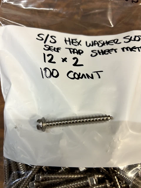 HEX WASHER STAINLESS Steel Self Tap / Sheet Metal 12 x 2 New / Old ...