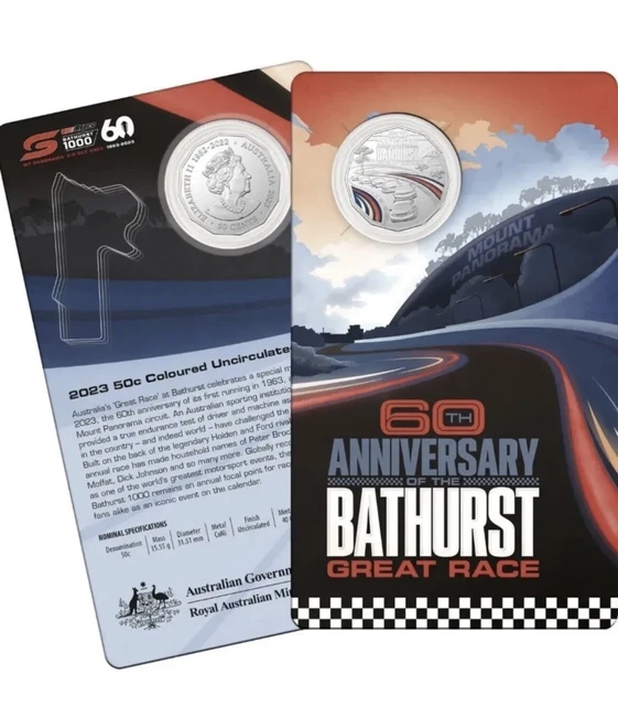 2023 AUSTRALIA BATHURST 1000 RACE 60TH ANNIVERSARY 50c CENTS UNC COIN ...
