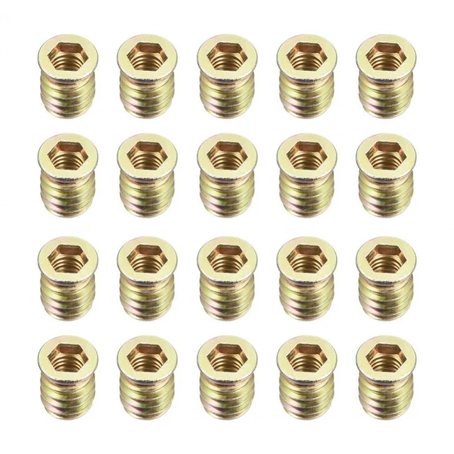 20PCS M6 M8 M10 Wood Furniture Screw-in Nut Carbon Steel Threaded Wood ...