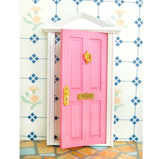 DOLLHOUSE MINIATURE PINK Wooden Door 4-Panel Exterior £11.57 - PicClick UK