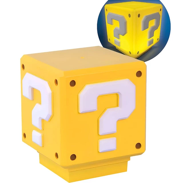 SUPER MARIO QUESTION Block LED Night Light with Sound USB Rechargeable ...
