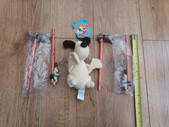VINTAGE WALLACE AND Gromit Pencil Toppers & Pencils & Finger Puppet BBC ...