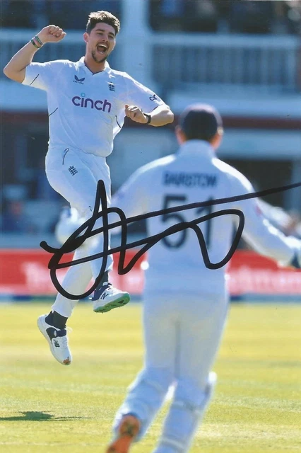 ENGLAND CRICKET: JOSH TONGUE SIGNED 6x4 TEST ACTION PHOTO+COA **THE ...
