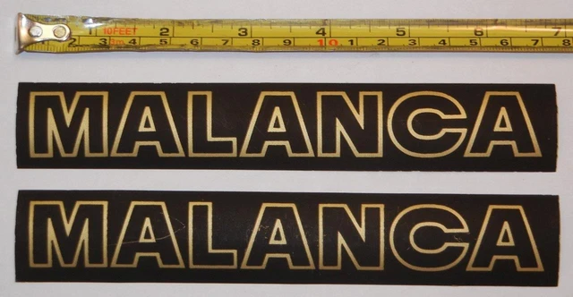 1970'S MALANCA 125CC gas tank PAIR sticker badges BLACK/GOLD original ...