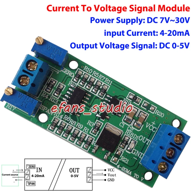 CURRENT TO VOLTAGE Transmitter Signal Module 4-20mA to 0-5V Linear ...