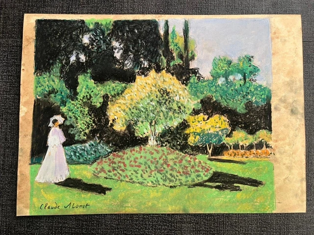 CLAUDE MONET DRAWING and painting on old paper signed stamped vintage £ ...