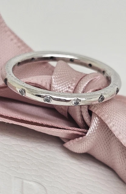 AUTHENTIC PANDORA SPARKLING CZ Droplets Stacker Ring 190945 Size 50 $30 ...