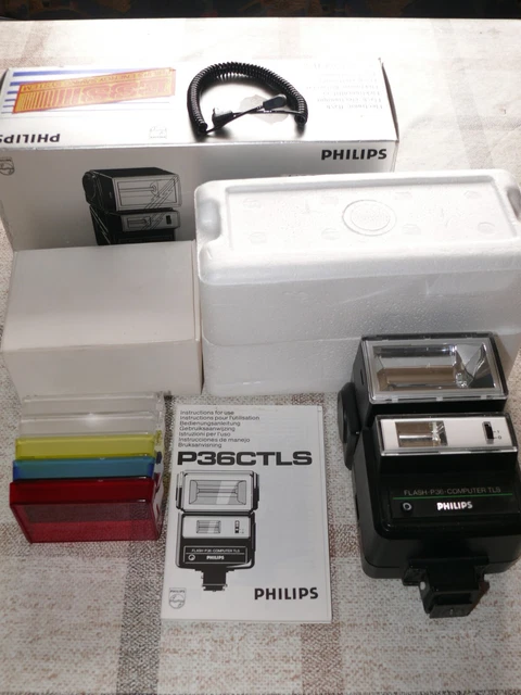 BLITZGERÄT PHILIPS FLASH P36Ctls Schwenkbar,Filter,Kabel,Anleitung,Ovp ...