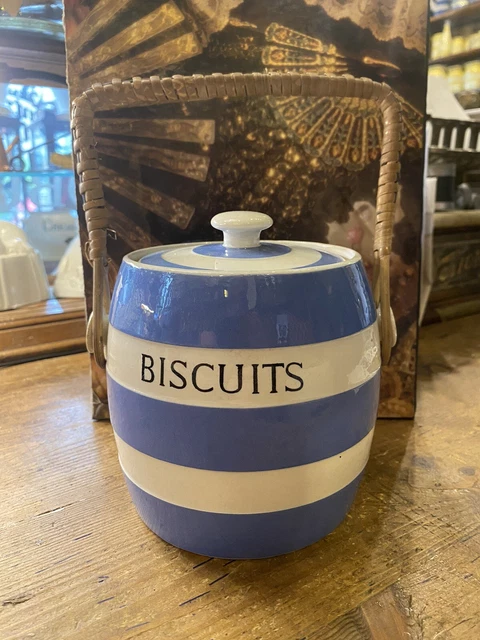 VERY RARE ORIGINAL Cornishware T.g. Green “Biscuits” Barrel Excellent ...