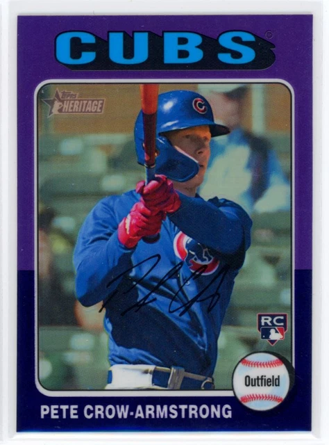 2024 TOPPS HERITAGE rifrattore viola Pete Crow-Armstrong RC Chicago ...