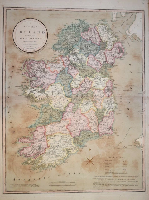 A NEW MAP Of Ireland By Laurie & Whittle 1808 £300.00 - PicClick UK