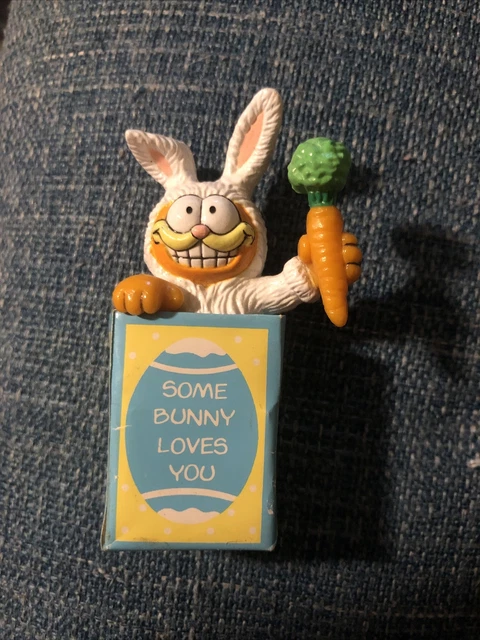 VINTAGE GARFIELD 1978, 1981 Easter Bunny Cake Topper “Some Bunny Loves ...