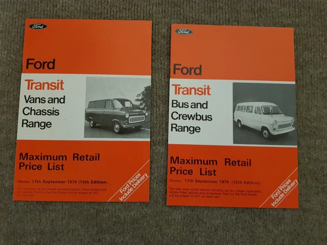 FORD TRANSIT PRICE Lists Van & Bus Brochure 1974 £4.99 - PicClick UK