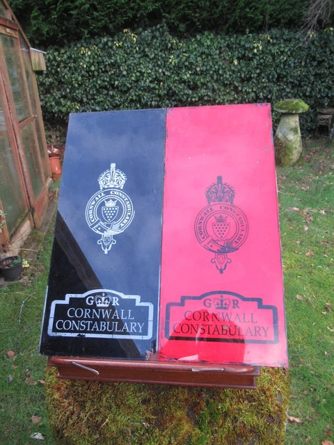 POLICE GLASS RED+ Black Signs Cornwall Constabulary Kings Crown 19.5" x ...