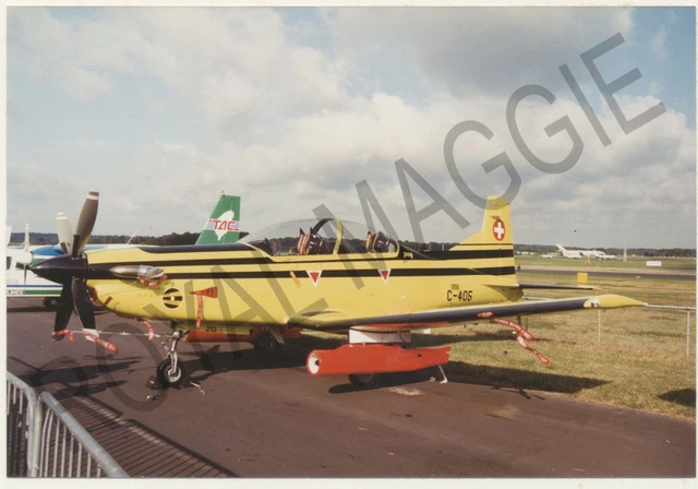 COLOUR PRINT OF Swiss Air Force Pilatus PC9 C405 at Farnborough in 1994 ...