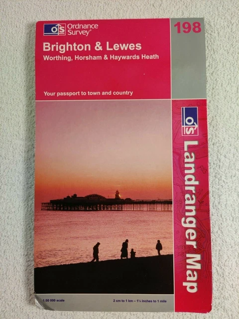 OS ORDNANCE SURVEY Landranger Map Sheet 198 Brighton & Lewes - 2003 edn ...