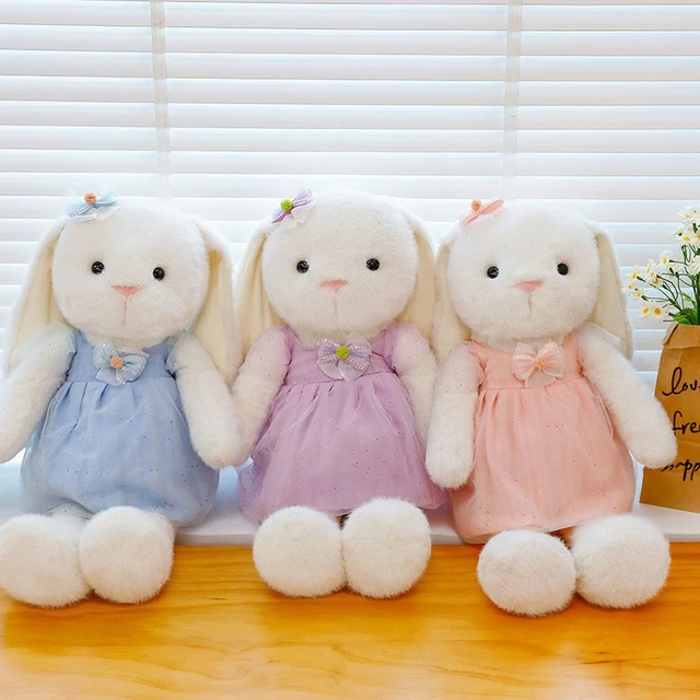 PLUSH BUNNY DOLL With Long Ears And Dress And Bow Designfor Kids Gift ...
