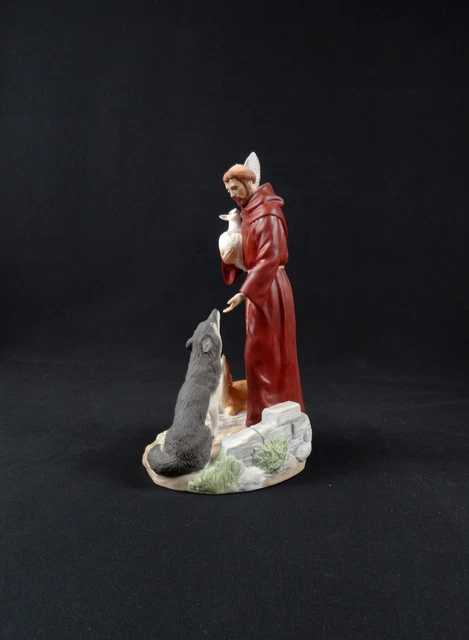 SAINT FRANÇOIS D'ASSISE statue en porcelaine polychrome peinte à la ...