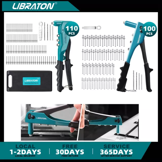 100/110X LIBRATON HEAVY Duty Rivet Gun Kit Professional Rivet Gun Tool ...