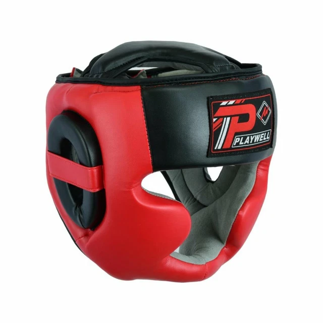BOXE COMPLET VISAGE Tête Protection Noir/Rouge Casque Kick Boxing Mma ...