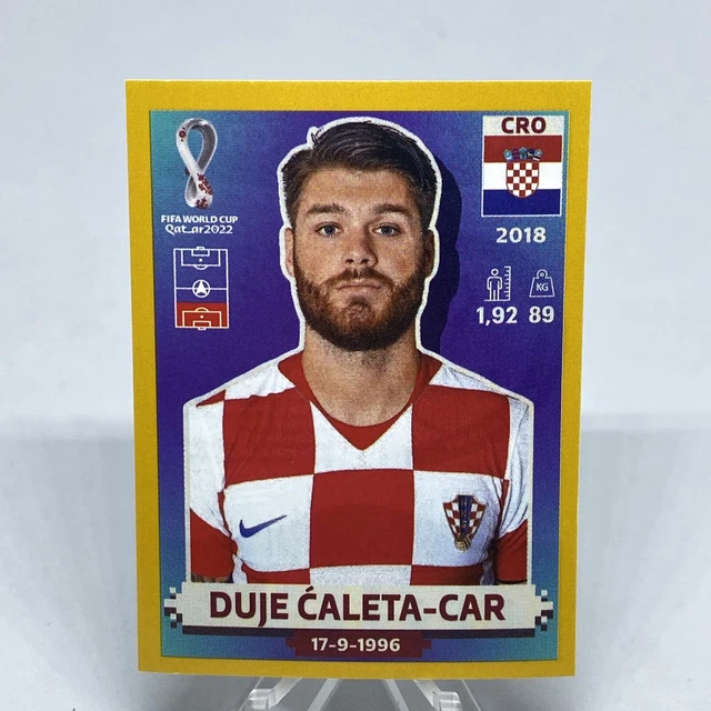 FIFA WORLD CUP Qatar 2022 Panini Duje Caleta-Car Gold Sticker CRO 5 ...