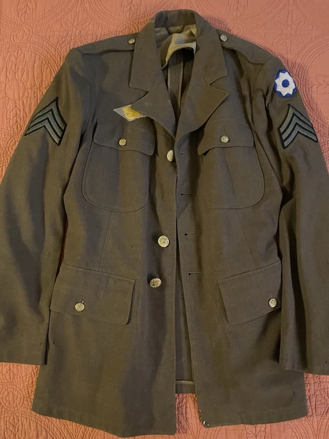 VINTAGE US ARMY Enlisted Uniform WW2 Dress Coat Wool Service Jacket 38R ...