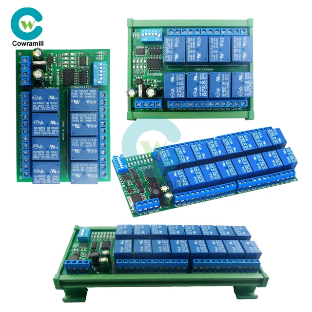 DC 12V 8/16CHANNEL RS485 Relay Modbus RTU Protocol Remote Control DIN ...