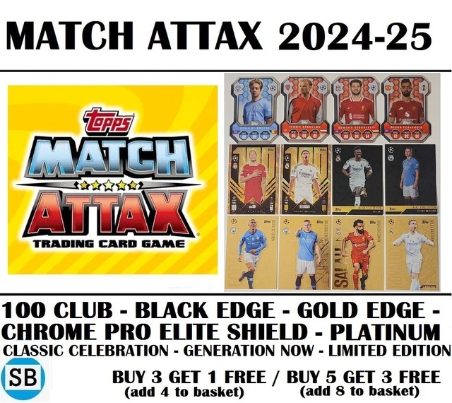 MATCH ATTAX 2024-25 Chrome Elite Shield 100 Club Gold Black Edge ...
