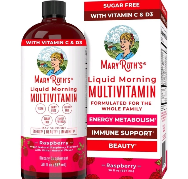 MARY RUTH'S LIQUID Morning Multivitamin Raspberry Flavor, 15.22oz ...