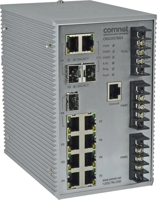 COMNET CNGE3FE7MS4 ELECTRICAL Substation-Rated Managed Ethernet Switch ...