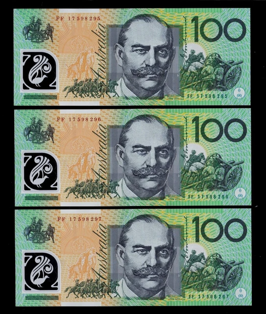 CRISP 2017 AUSTRALIAN $100 ONE HUNDRED DOLLAR CONSECUTIVE BANKNOTES ...