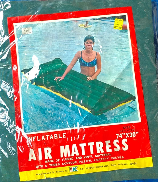 Vintage Ss Kresge Mod Cloth Canvas Inflatable Air Mattress Pool Beach Lake Nos 9999 Picclick