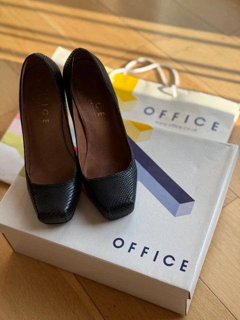 OFFICE LONDON, BLACK, Sanke Effect, Point & Square, Size UK5 (38) £23. ...
