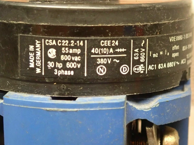 KRAUS & NAIMER CSA C22.2-14 55A 600VAC Interruttore rotante senza ...